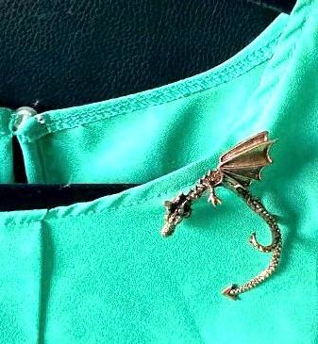 Vintage Dragon Medieval Castle Gold Brass Toned Metal Brooch, Halloween ...