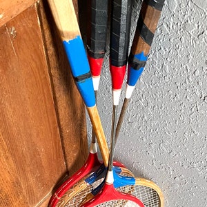 Vintage Tennis/ Racquetball/ Badminton Wooden Rackets in Red White and ...