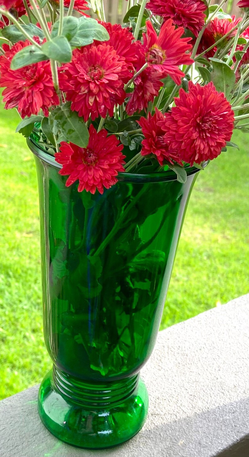 Vintage Emerald Green Cleveland Napco Glass Floral Vase - Etsy
