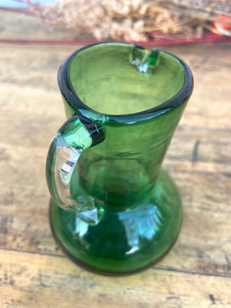 Vintage Green Glass Pitcher With Clear Handle Christmas - Etsy