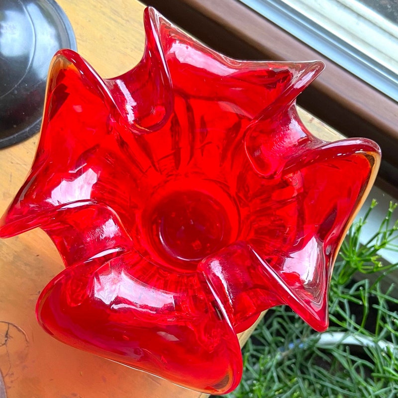 Red Art Glass - Etsy