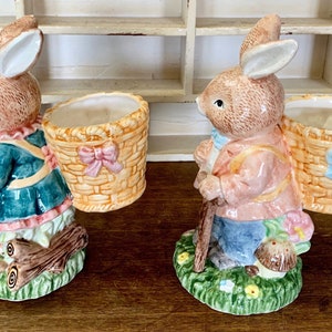 Vintage Pair of Spring Bunnies Planters Boy/girl Rabbit - Etsy