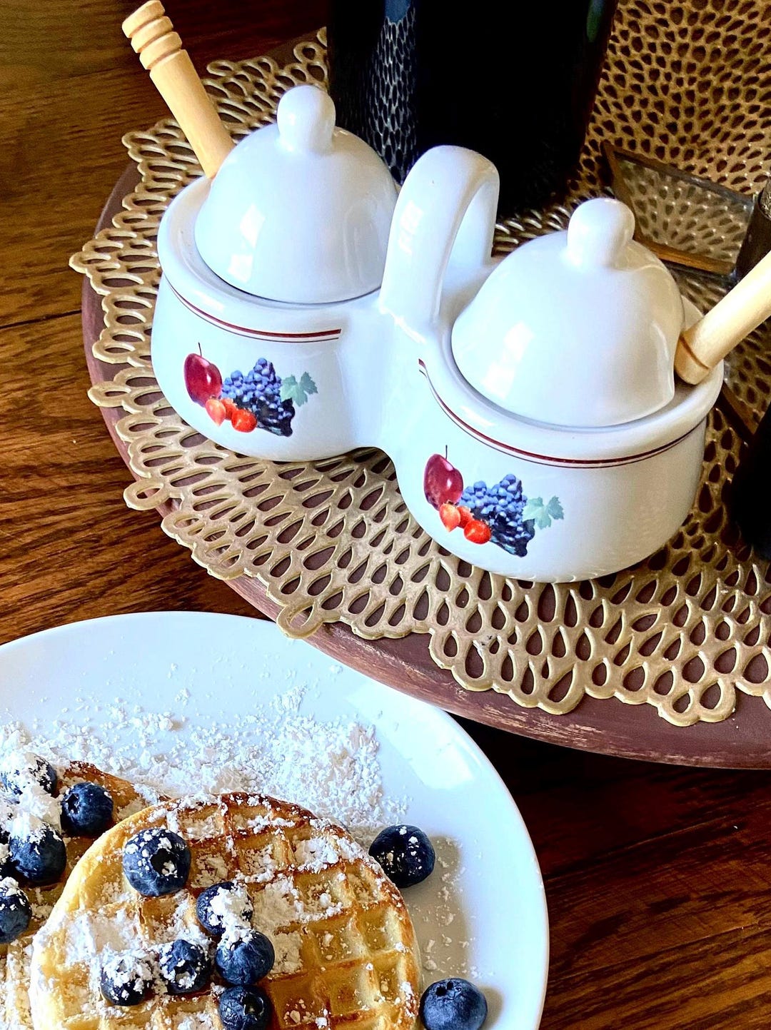 Vintage Houston Harvest Double Jam Jelly Servers With Lids and Spoons ...