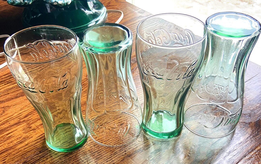 Vintage Coke Green Libbey Drinkware 12 Ounce Glasses, Vintage Barware ...