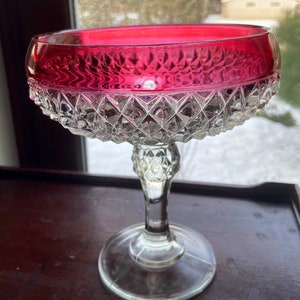 Vintage RUBY DIAMOND Point Water Set of 3 Crystal Glass Cut Items, Ruby ...
