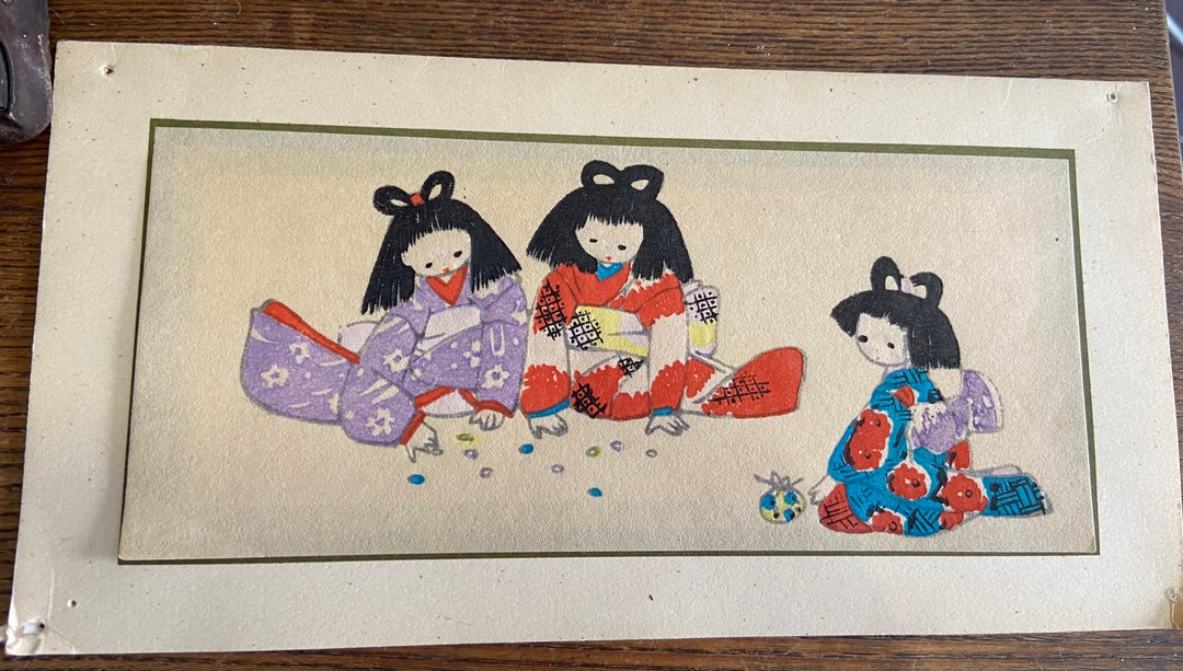 Vintage Pair Japanese Authentic Hand Made Ephemera Culture Paper ...