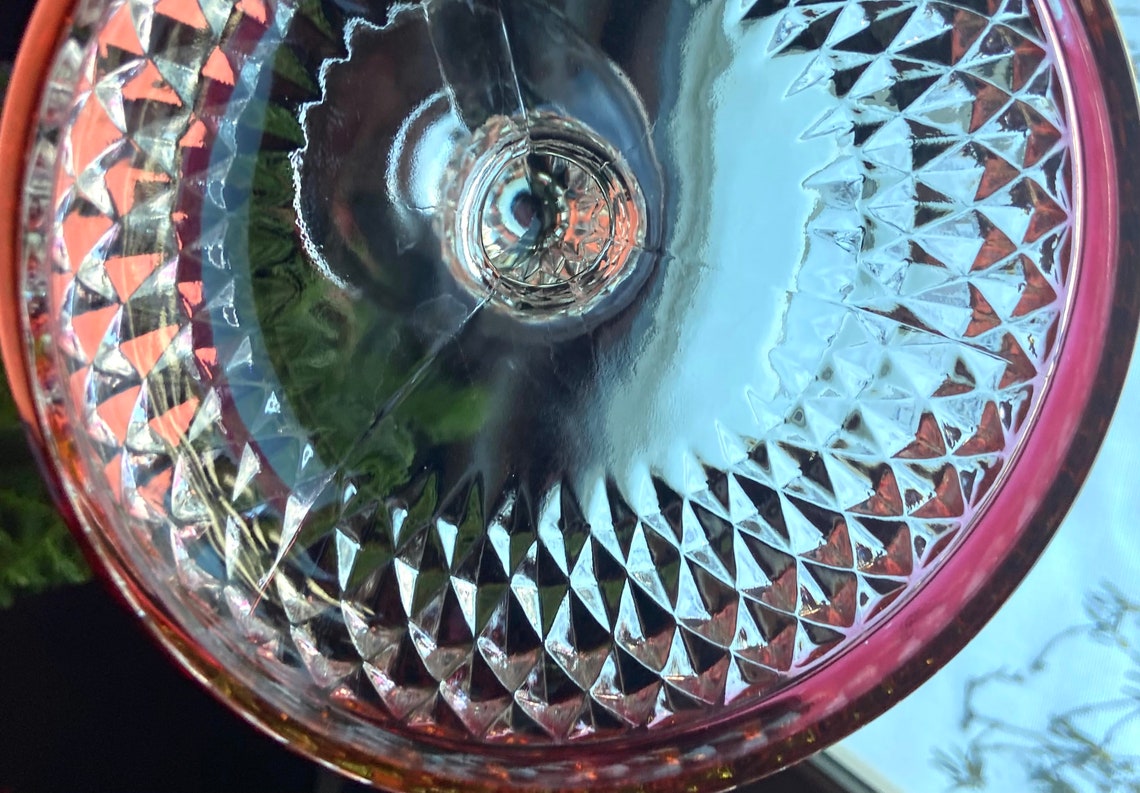 Vintage RUBY DIAMOND Point Water Set of 3 Crystal Glass Cut | Etsy