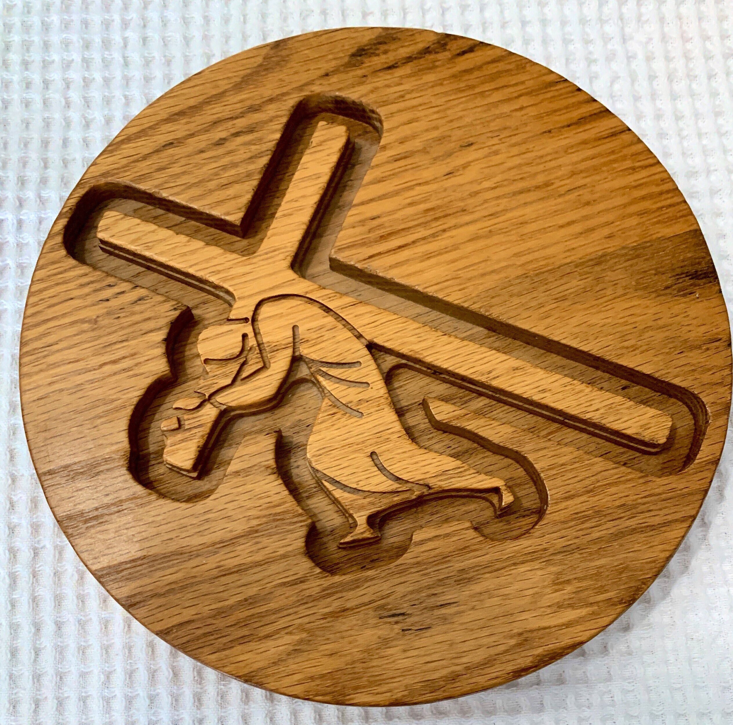 Vintage Easter Jesus Circular Hand Etched Carving of Hardwood Wall ...