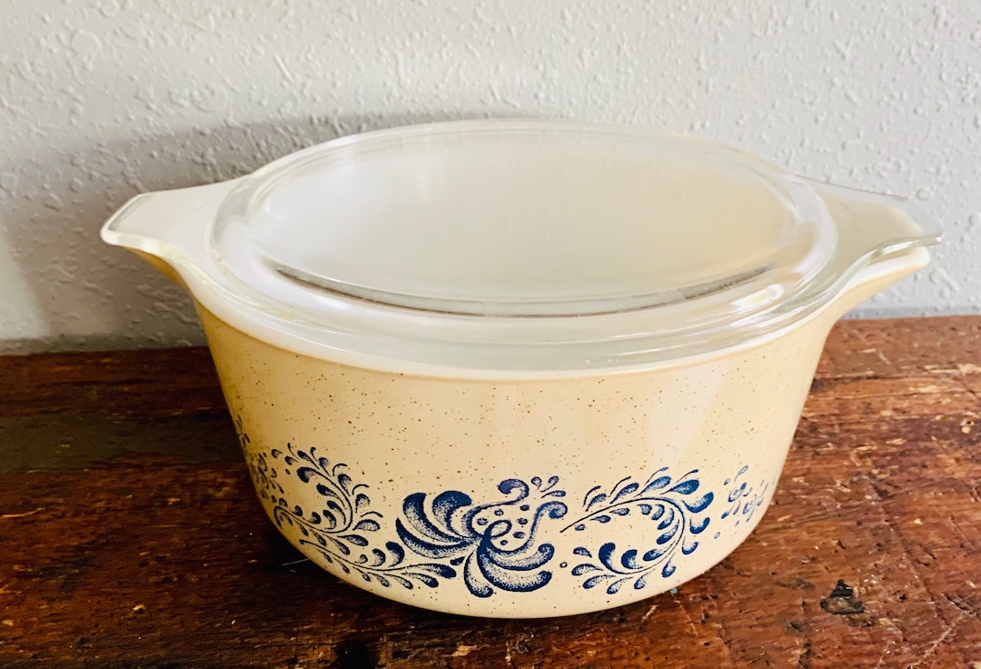 Vintage Pyrex Homestead Blue Speckled Cinderella Casserole 2QT. NO.475 ...