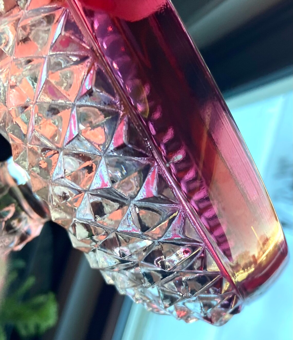 Vintage RUBY DIAMOND Point Water Set of 3 Crystal Glass Cut | Etsy