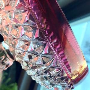 Vintage RUBY DIAMOND Point Water Set of 3 Crystal Glass Cut Items, Ruby ...