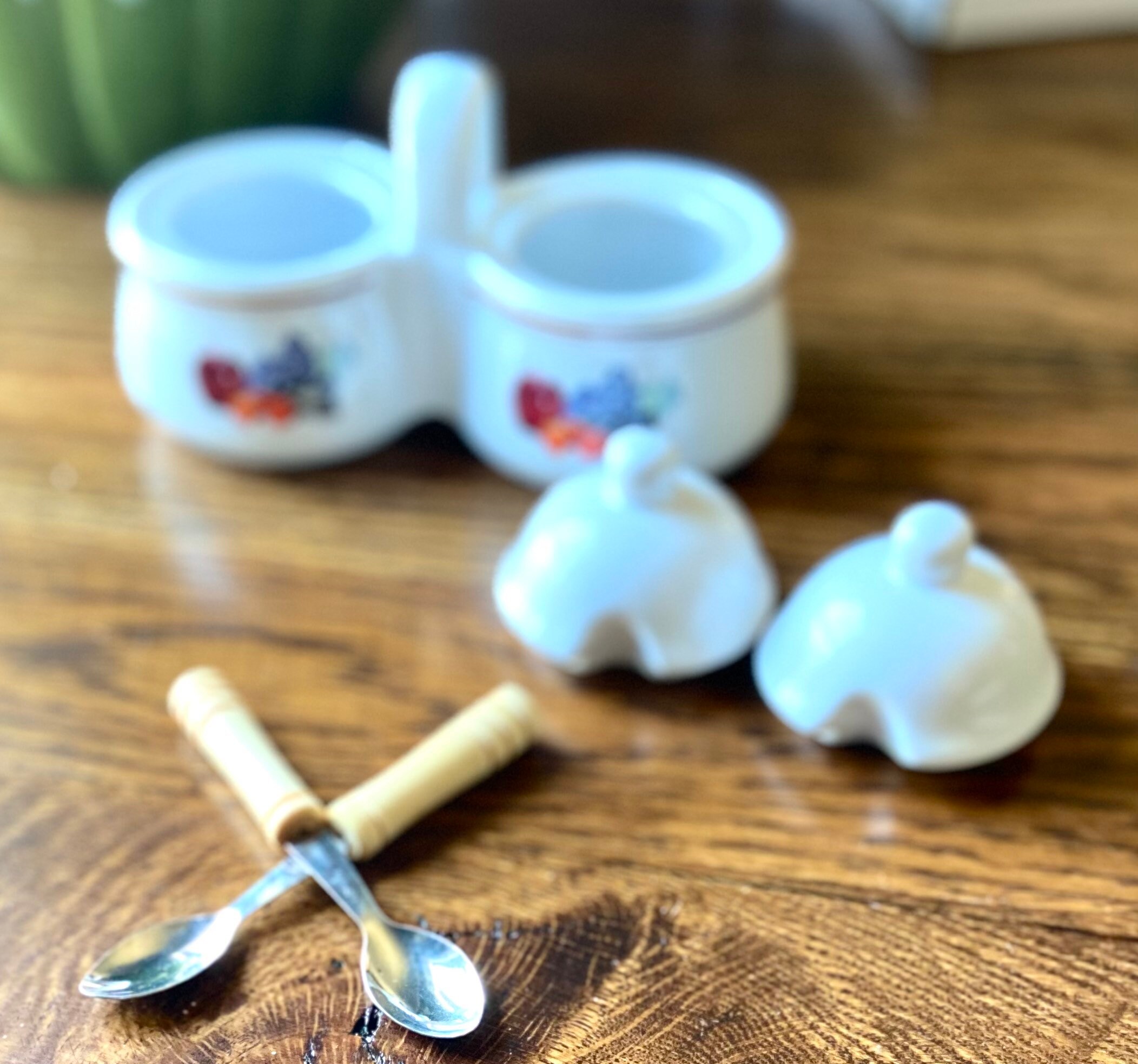 Vintage Houston Harvest Double Jam Jelly Servers With Lids and Spoons ...