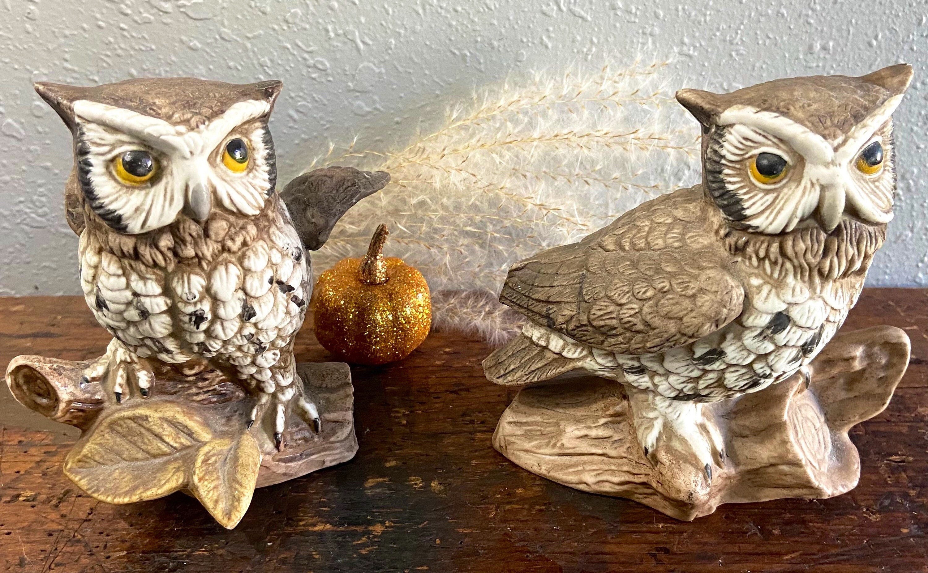 Vintage Horned Owl Ceramic Pair Homco Brown Owls Farmhouse - Etsy