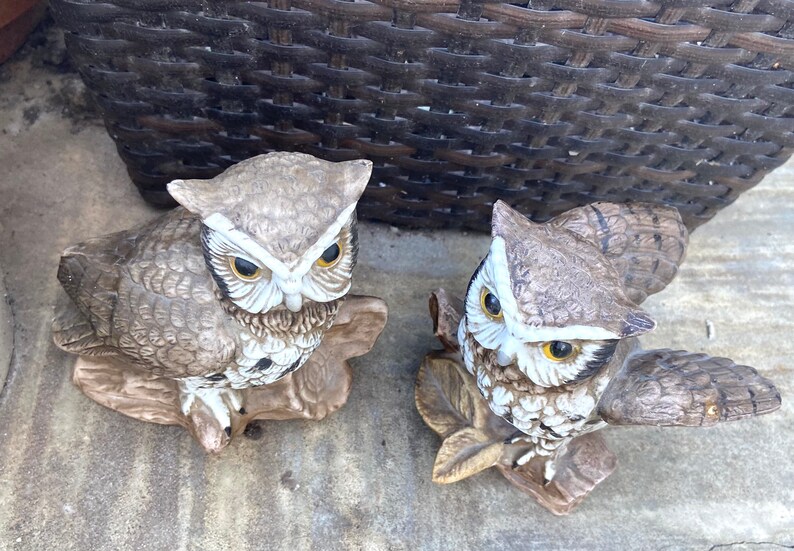 Vintage Horned Owl Ceramic Pair Homco Brown Owls Farmhouse | Etsy