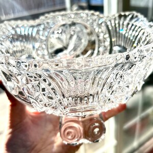 Vintage HOFBAUER BYRDES Lead, Crystal Footed Compote Diamond Cut Clear ...