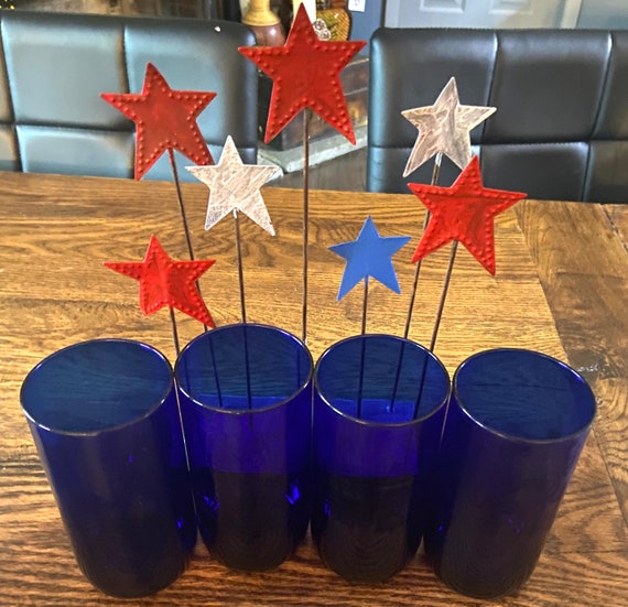 Vintage Anchor Hocking BLUE Roly Poly Set of Four Glass - Etsy