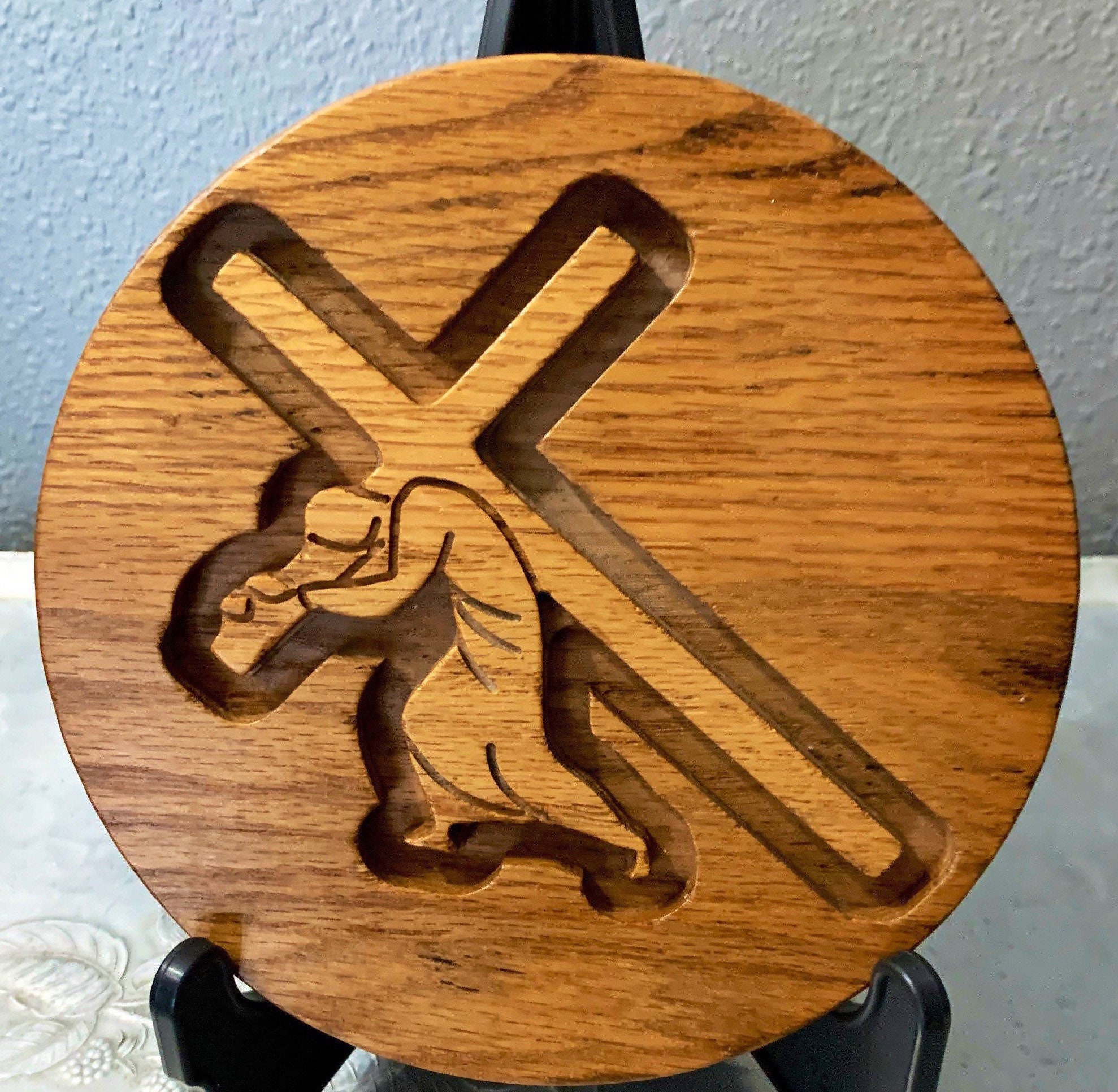 Vintage Easter Jesus Circular Hand Etched Carving of Hardwood Wall ...