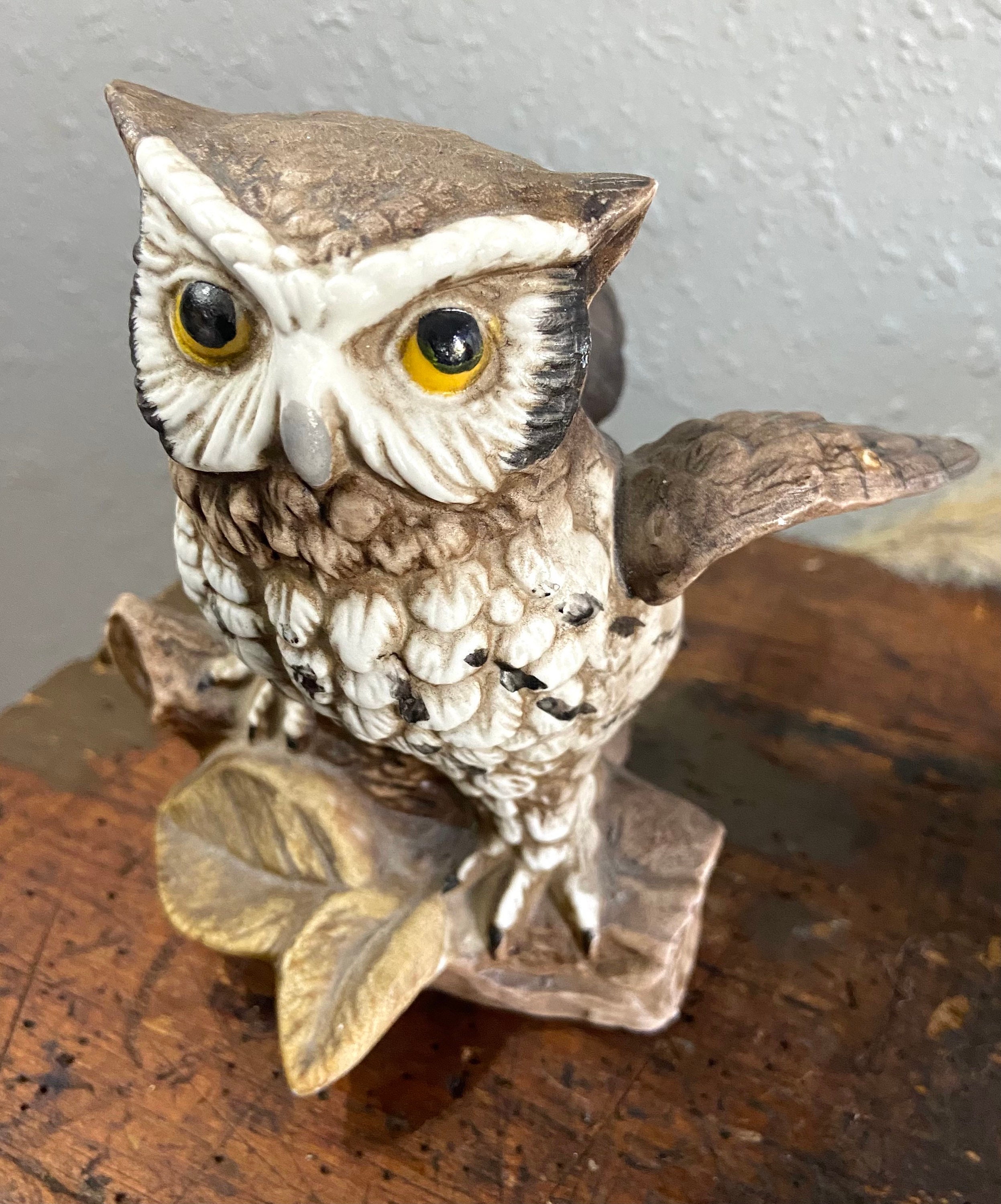 Vintage Horned Owl Ceramic Pair Homco Brown Owls Farmhouse - Etsy