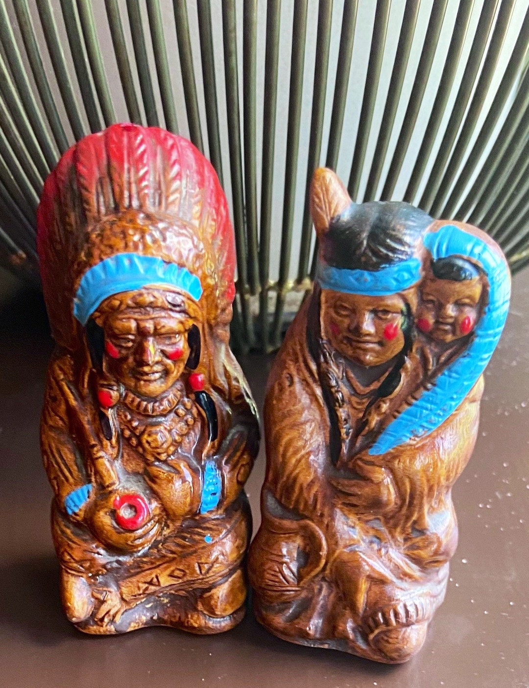 Vintage Native 1950’s Tribal Salt and Pepper Kitschy Shakers, Tribal ...