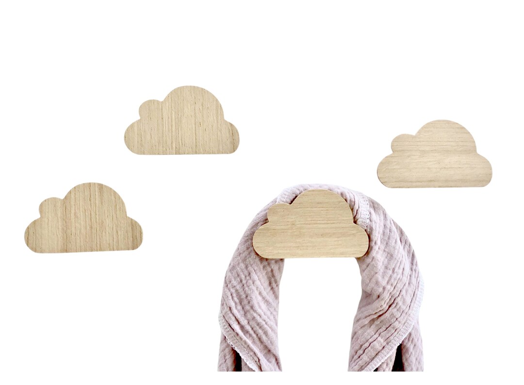 Wall Hooks Coat Hooks Children Wood Cloud Clouds Oak Children's Room ...