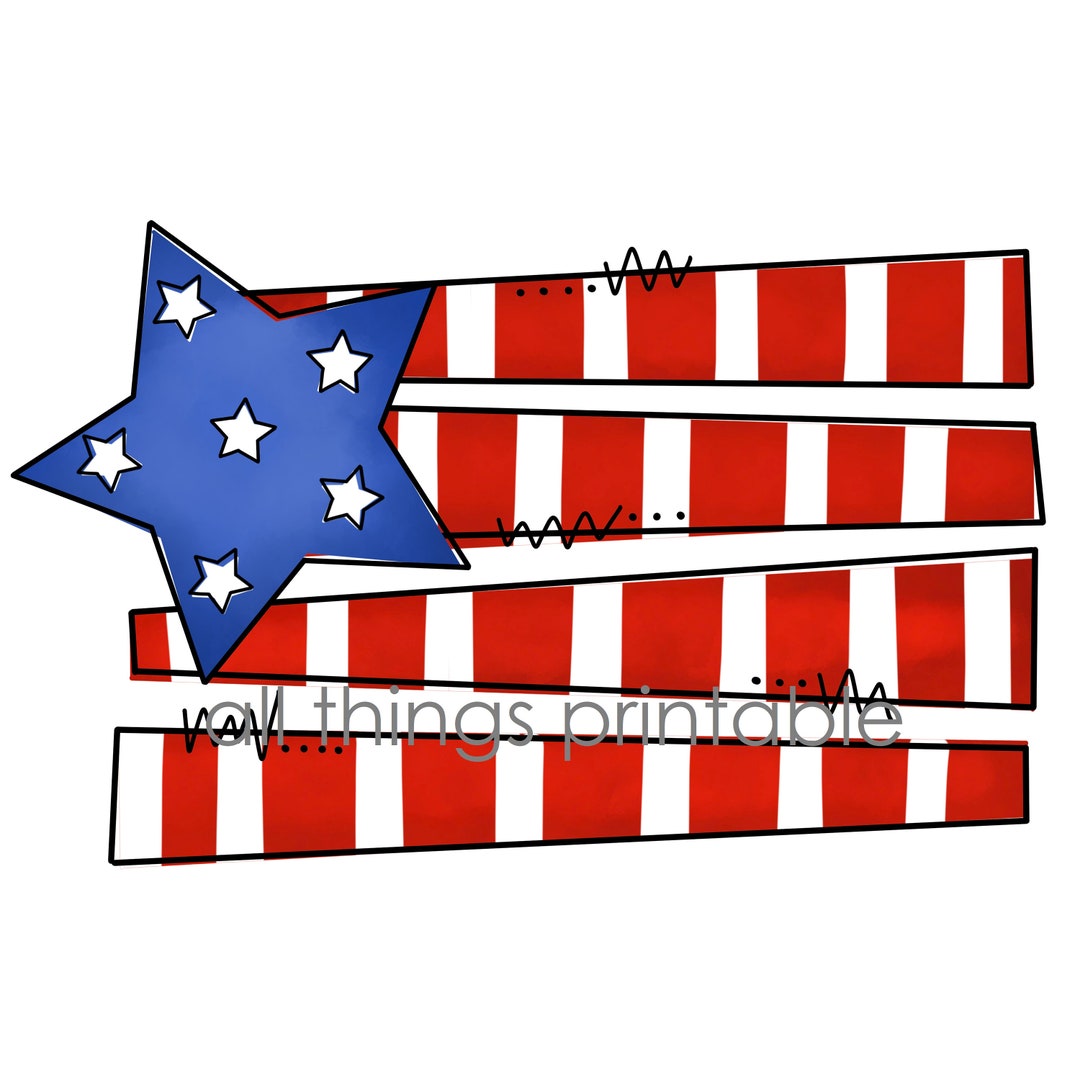 Funky Flag USA - Patriotic PNG Design - Instant Download - Sublimation ...