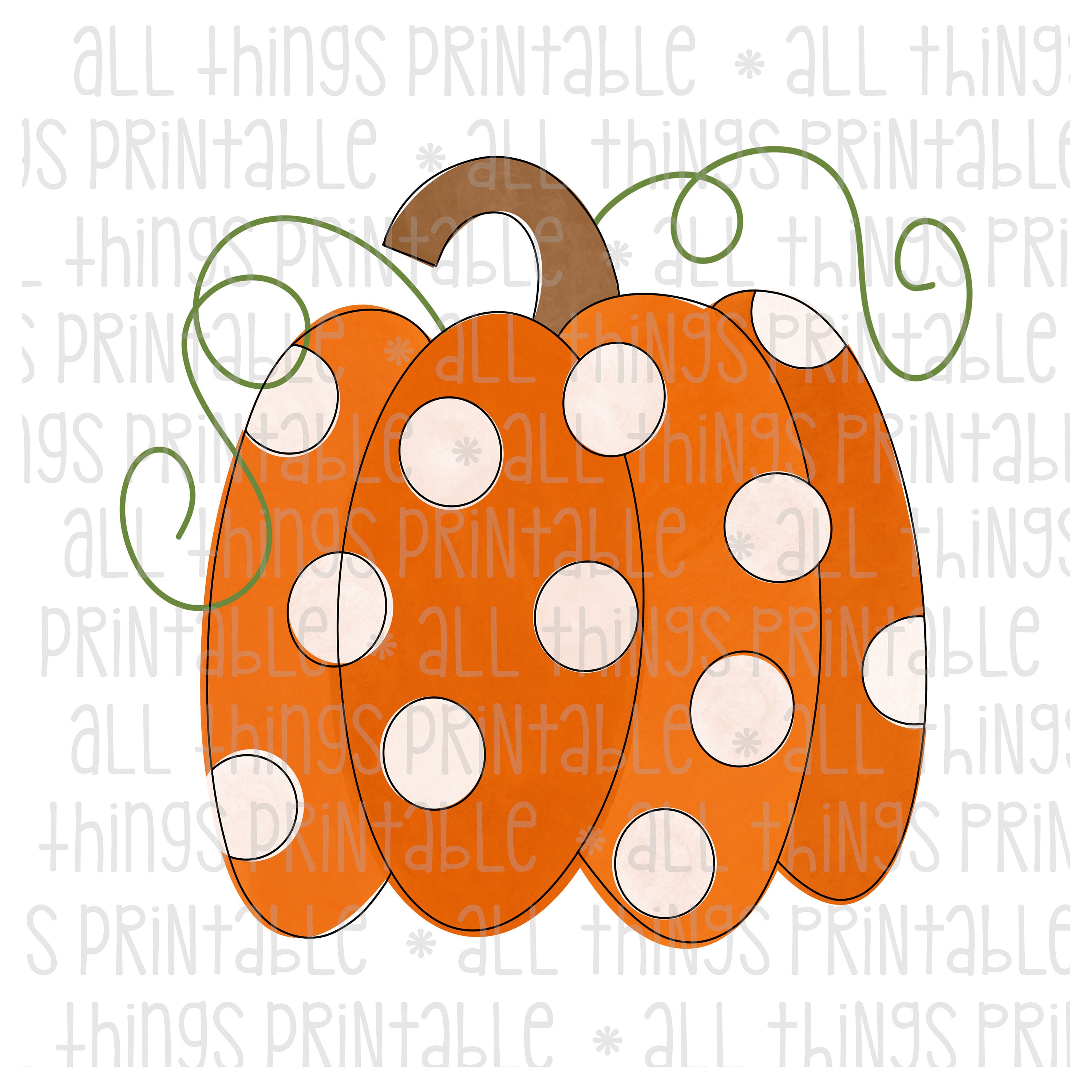 Polka Dotted Pumpkin PNG Printable Set Fall Halloween - Etsy