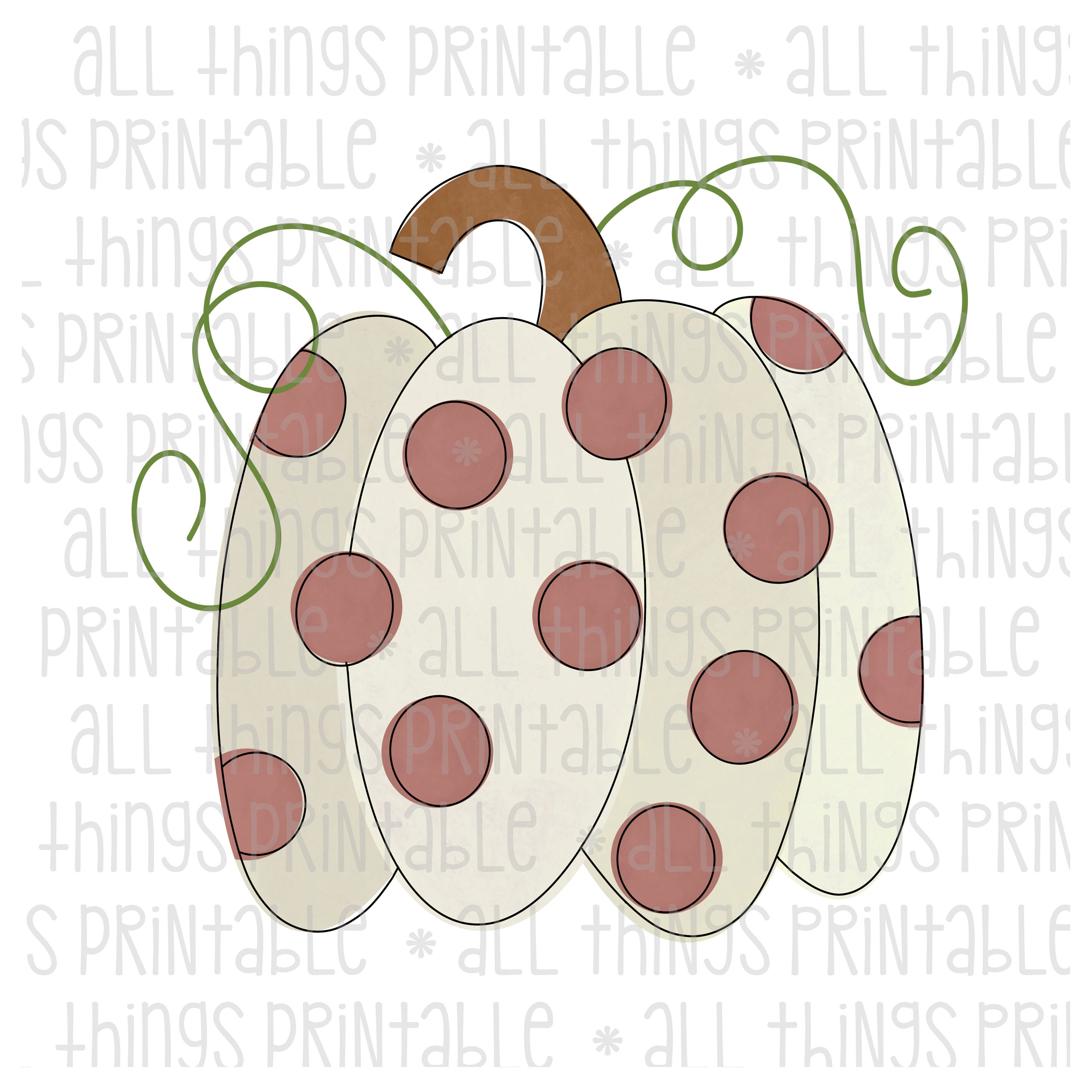Polka Dotted Pumpkin PNG Printable Set - Fall Halloween Thanksgiving ...