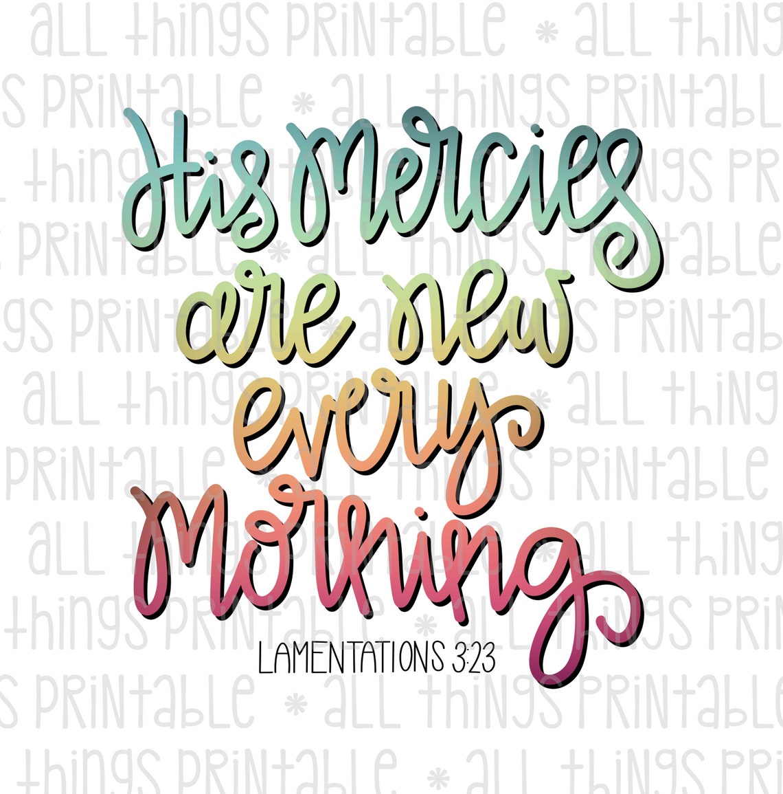 Bible Verse Printable Design Lamentations 3:23 Inspirational Faith PNG ...
