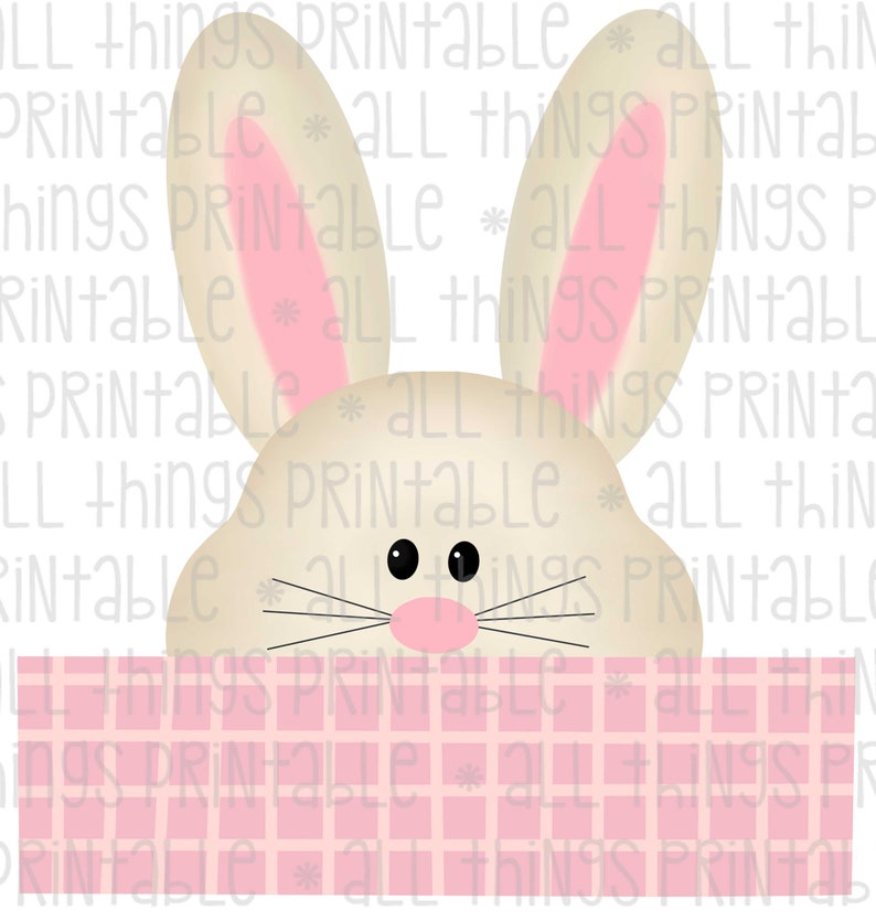 Easter Printable Design - Peeking Bunny - Pink - Instant Download ...