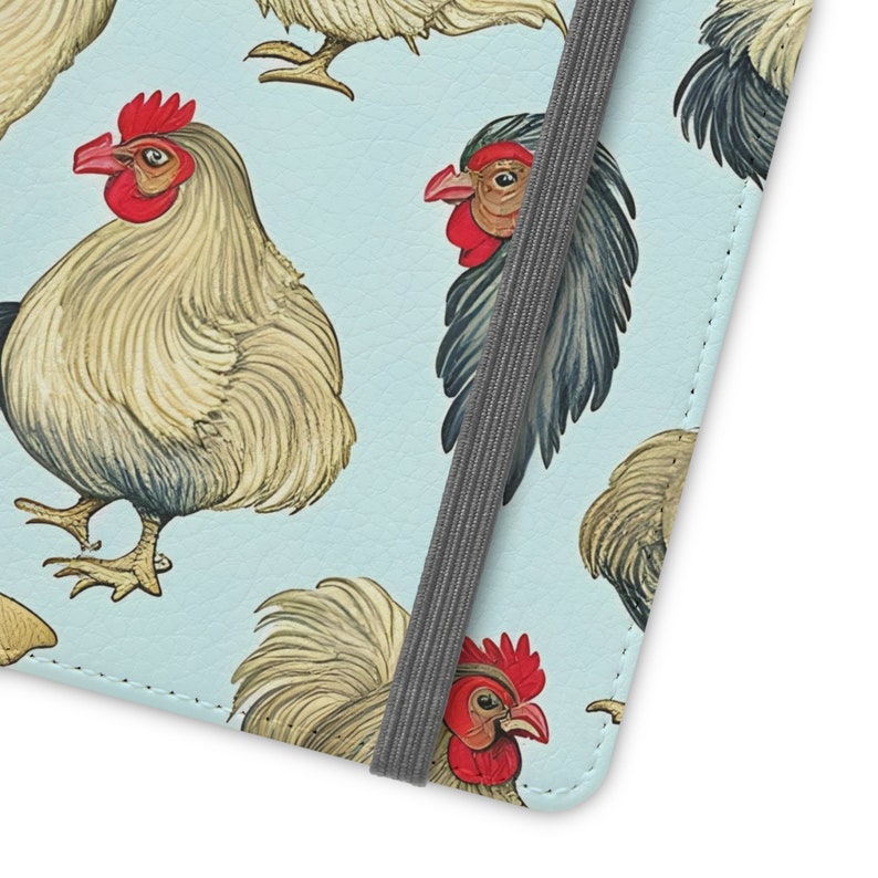 Chicken Cell Phone Wallet Folio Case Faux Vegan Leather Apple iPhone ...