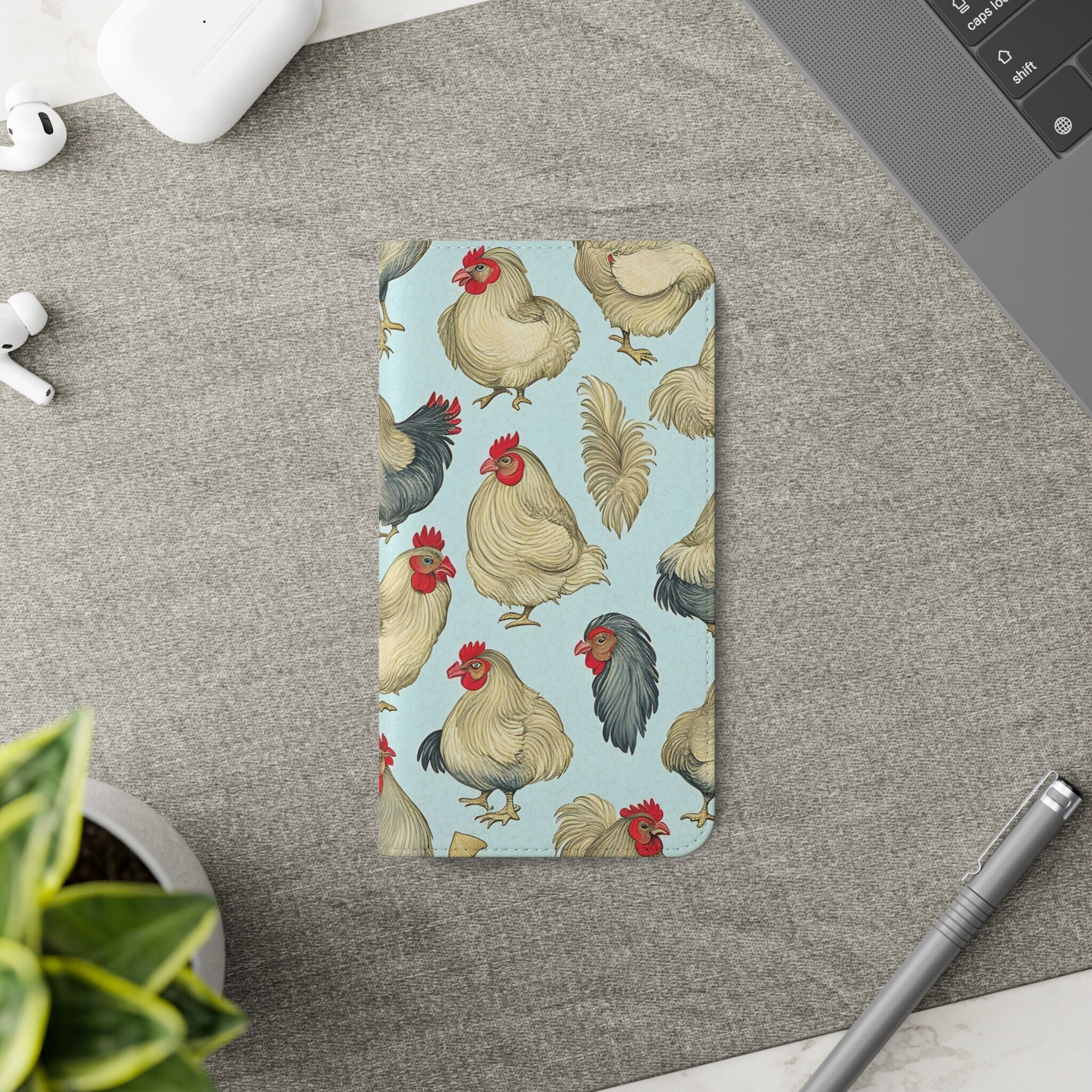 Chicken Cell Phone Wallet Folio Case Faux Vegan Leather Apple iPhone ...
