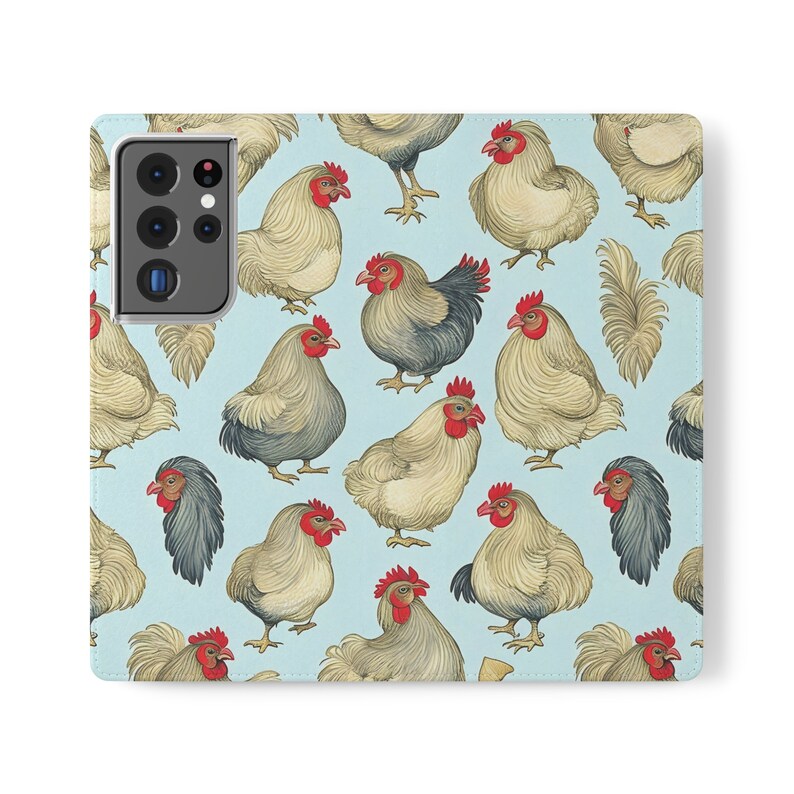 Chicken Cell Phone Wallet Folio Case Faux Vegan Leather Apple iPhone ...