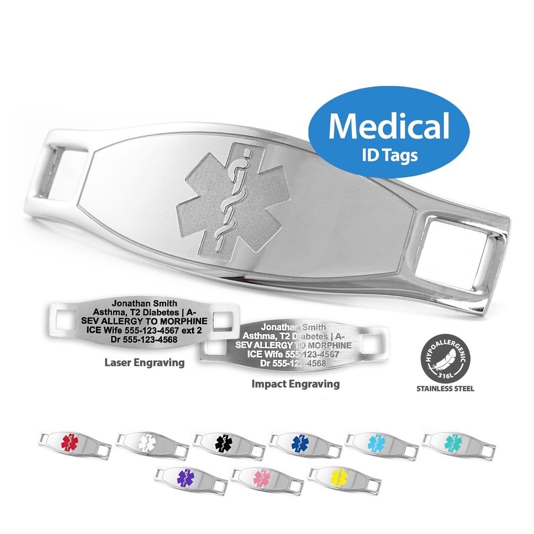 Medicengraved™ 316L Stainless Steel Replacement / Add-on Medical ID Tag ...