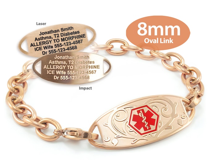 Medical Alert Classic Chain Bracelet Customize Personalize - Etsy