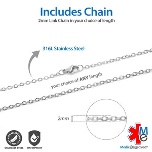 Medicengraved® Heart Medical ID Necklace (20x22mm) in 316L Stainless ...