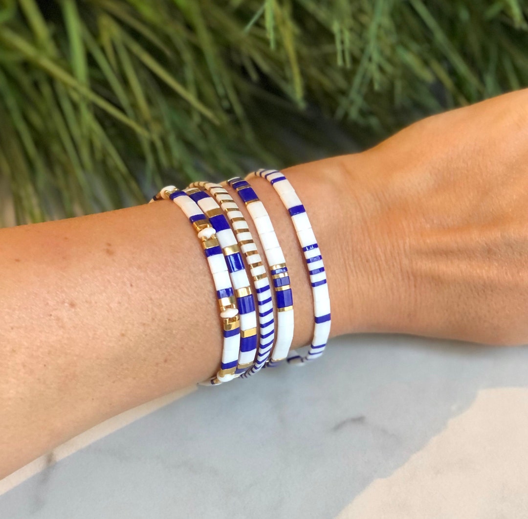 Stackable Beaded Bracelets | Glass Tile Bracelets | 24k Gold | Greek ...