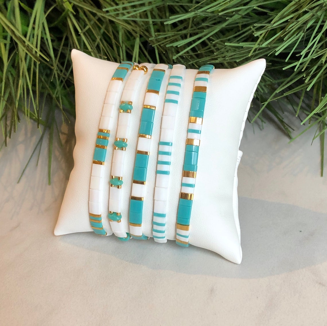 Stackable Beaded Bracelets | Glass Tile Bracelets | 24k Gold ...