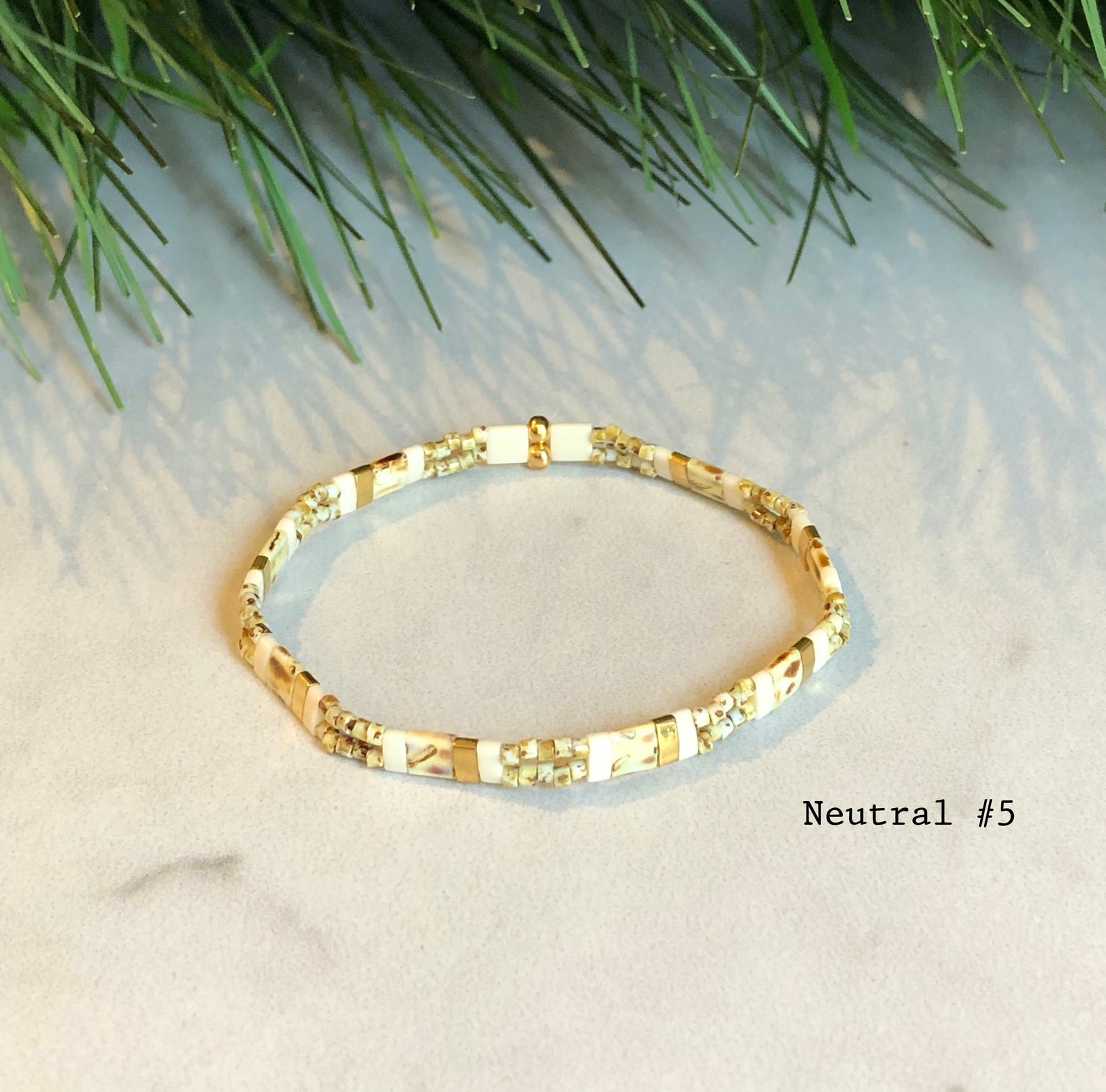 Stackable Beaded Bracelets Glass Tile Bracelets 24k Gold - Etsy