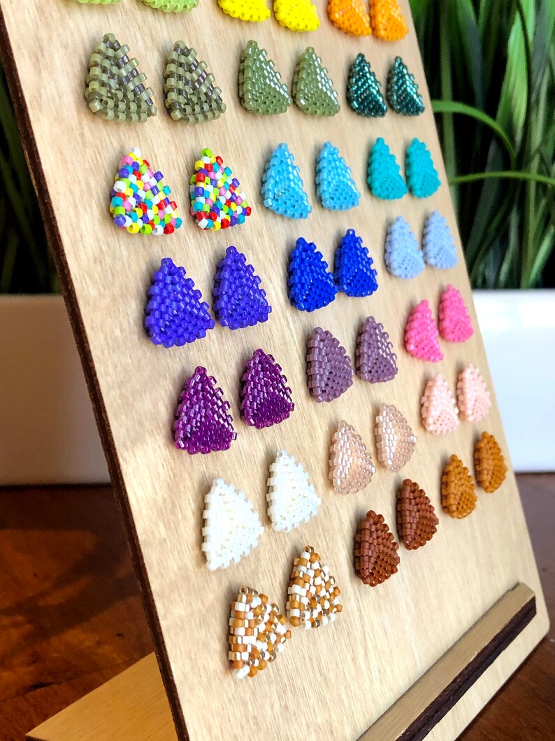 30 Colors Available Handwoven Seed Bead Studs Beaded | Etsy