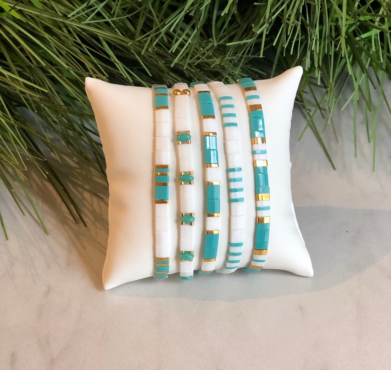 Stackable Beaded Bracelets | Glass Tile Bracelets | 24k Gold ...