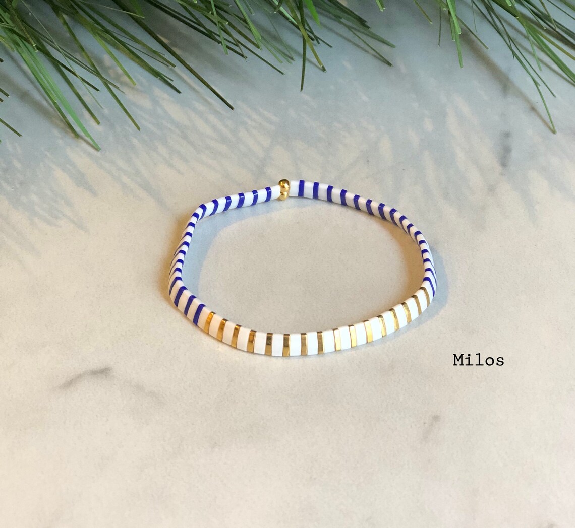 Stackable Beaded Bracelets Glass Tile Bracelets 24k Gold - Etsy