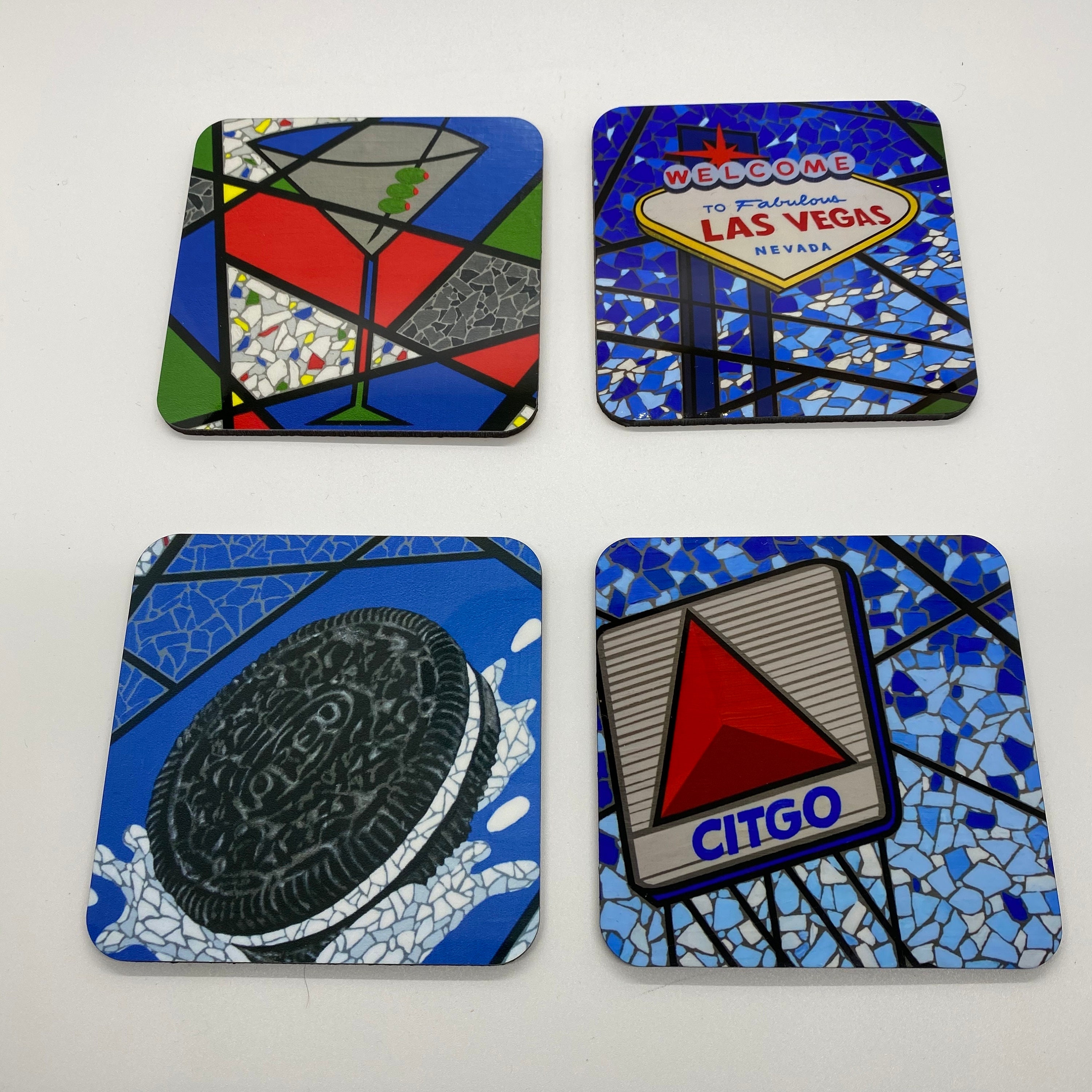 Martini Coasters Set of 4 Pop Art Drink Coasters: Add Color to Your ...