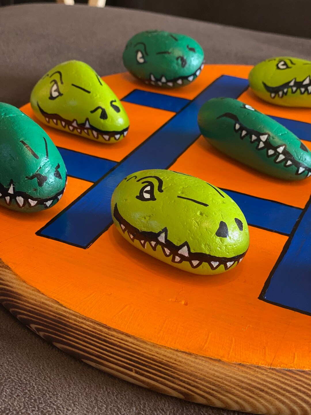 Rock Tic Tac Toe Board, Gator-themed Tic-tac-toe Board, Hand-painted ...