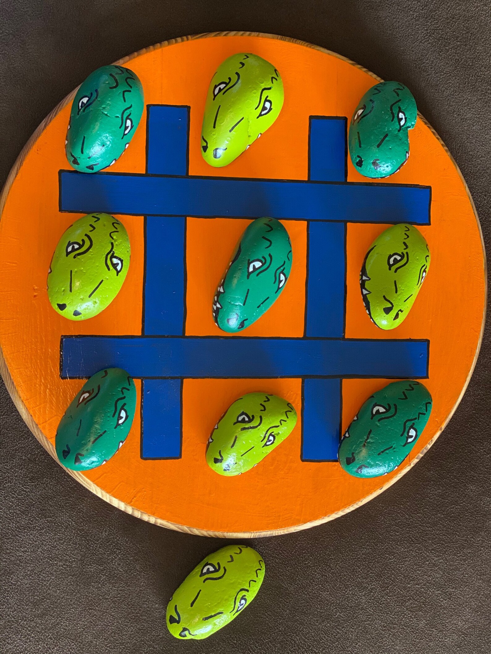 Rock Tic Tac Toe Board, Gator-themed Tic-tac-toe Board, Hand-painted ...