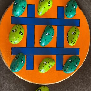 Rock Tic Tac Toe Board, Gator-themed Tic-tac-toe Board, Hand-painted ...
