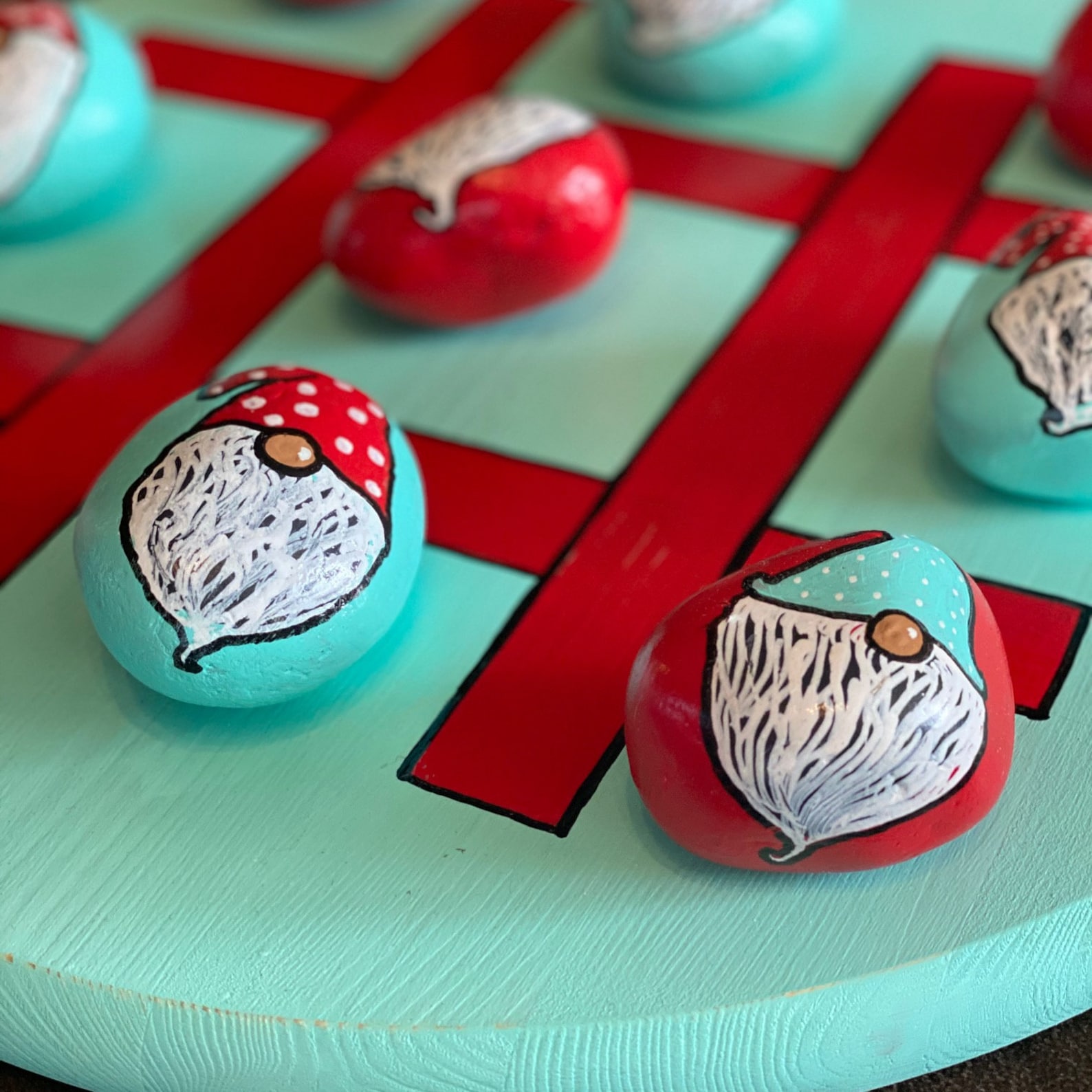 Rock Tic Tac Toe Board, Gnome Themed Tic-tac-toe Board, Hand-painted ...