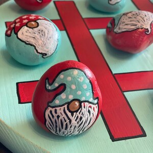 Rock Tic Tac Toe Board, Gnome Themed Tic-tac-toe Board, Hand-painted ...