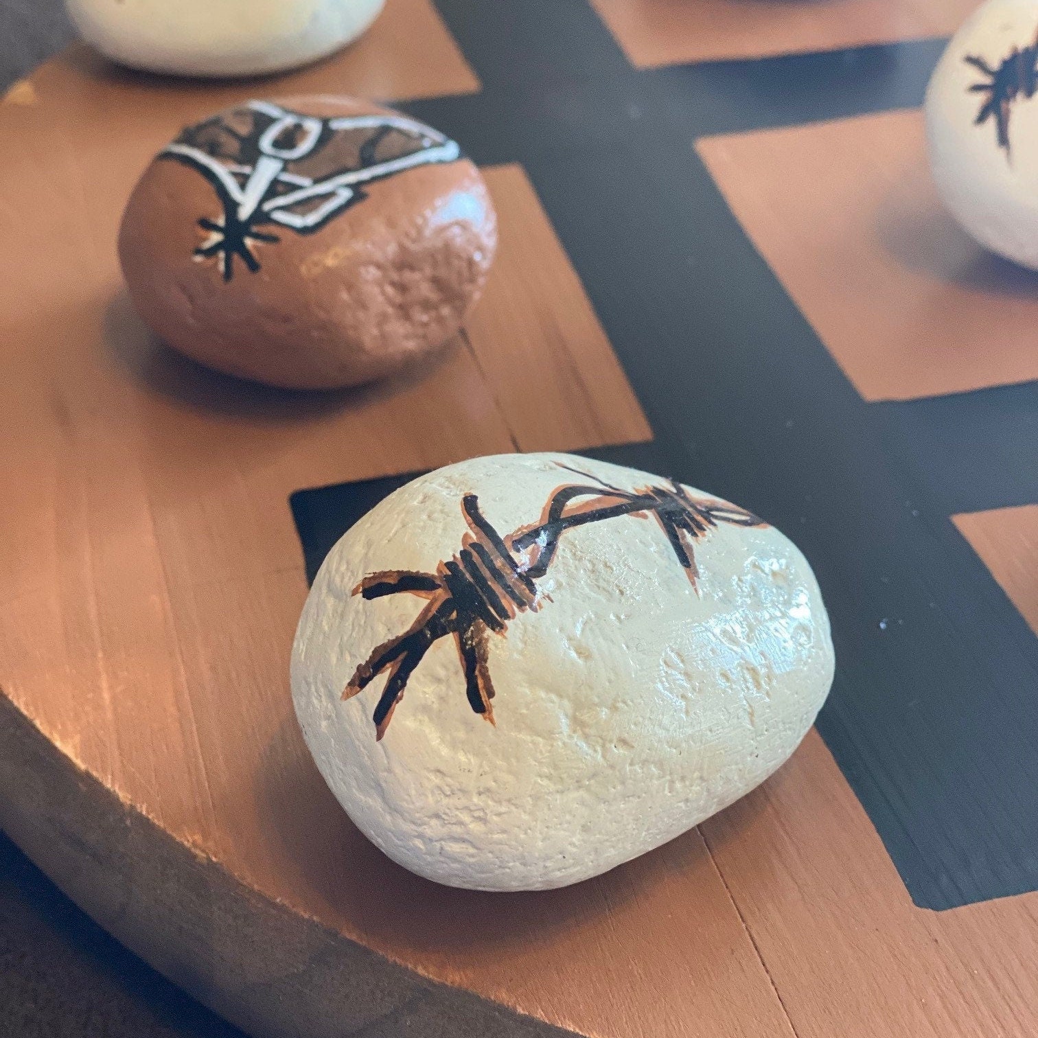 Rock Tic Tac Toe Board, Country-themed Tic-tac-toe Board, Hand-painted ...