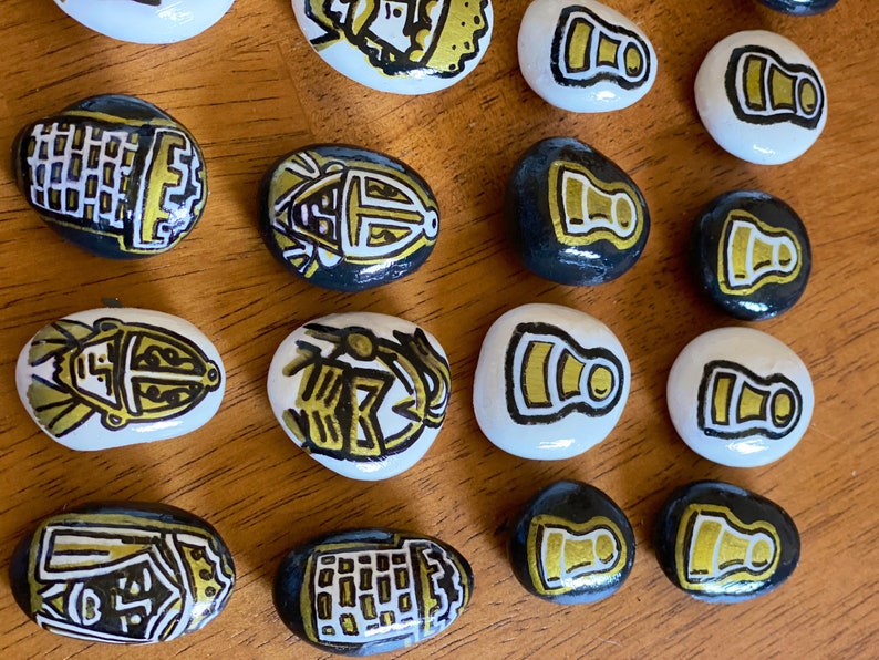 Rock Chess Hand-Painted Chess Set with wooden hand-painted | Etsy