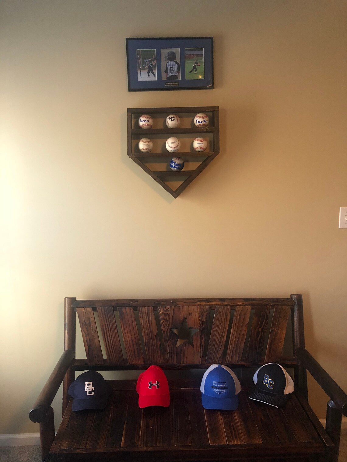 Wooden Homeplate Baseball Shelf - Etsy